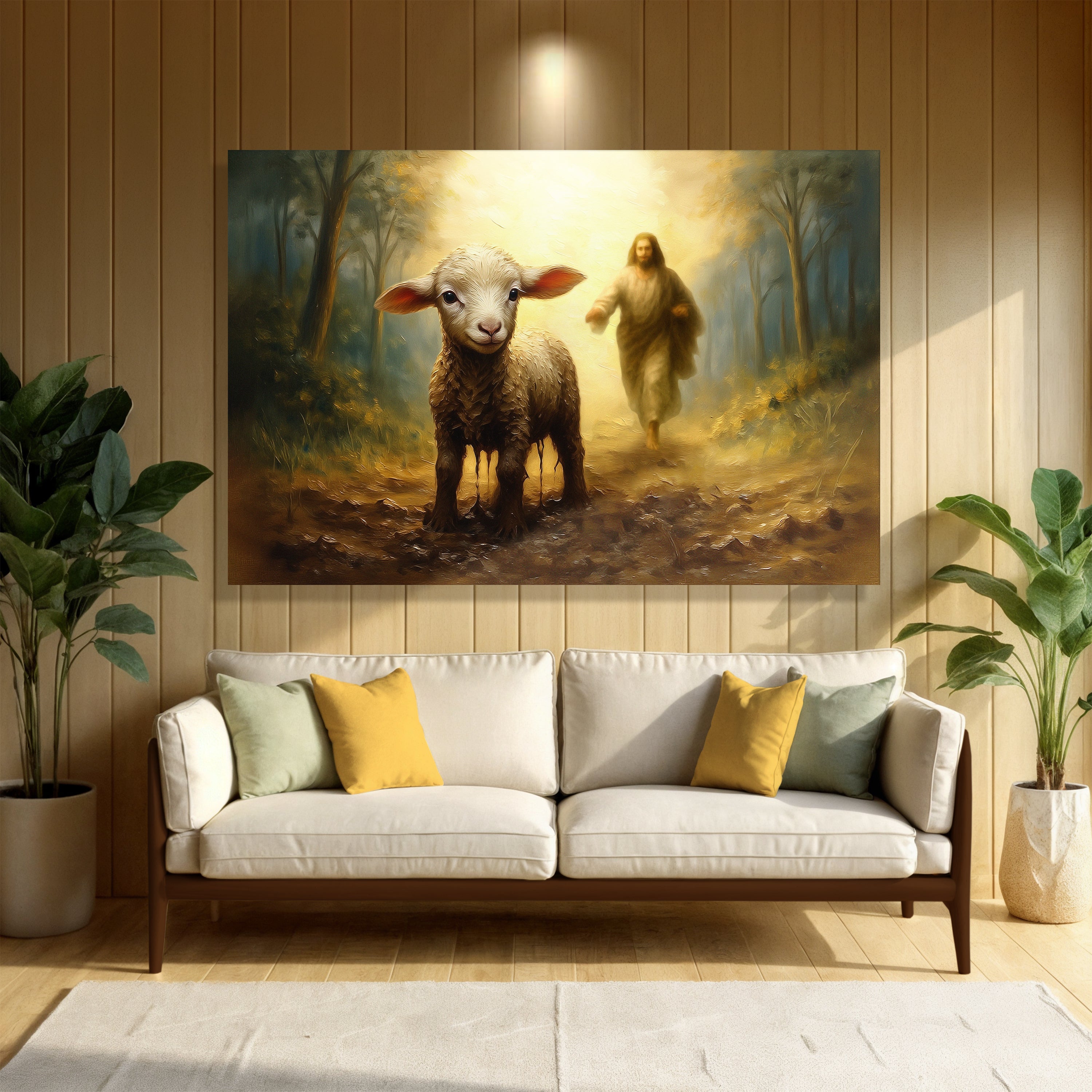 Jesus Running After A Lost Lamb Wall Art – Nona and Papa Gifts