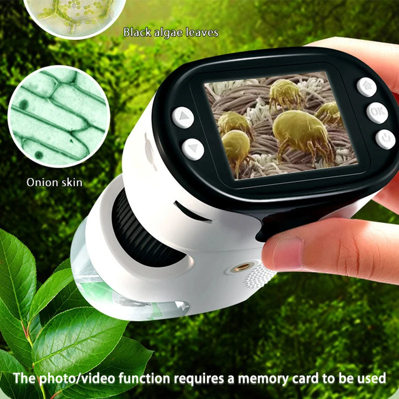 Pocket Microscope Display Montessori Handheld LED Light Biology Magnif ...