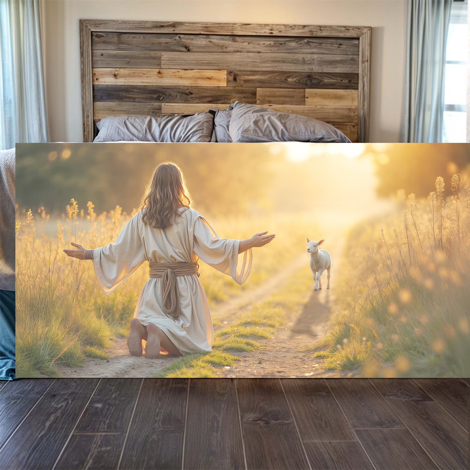 Jesus Protects The Lamb From Wolves Faith Wall Art IX – Nona and Papa Gifts