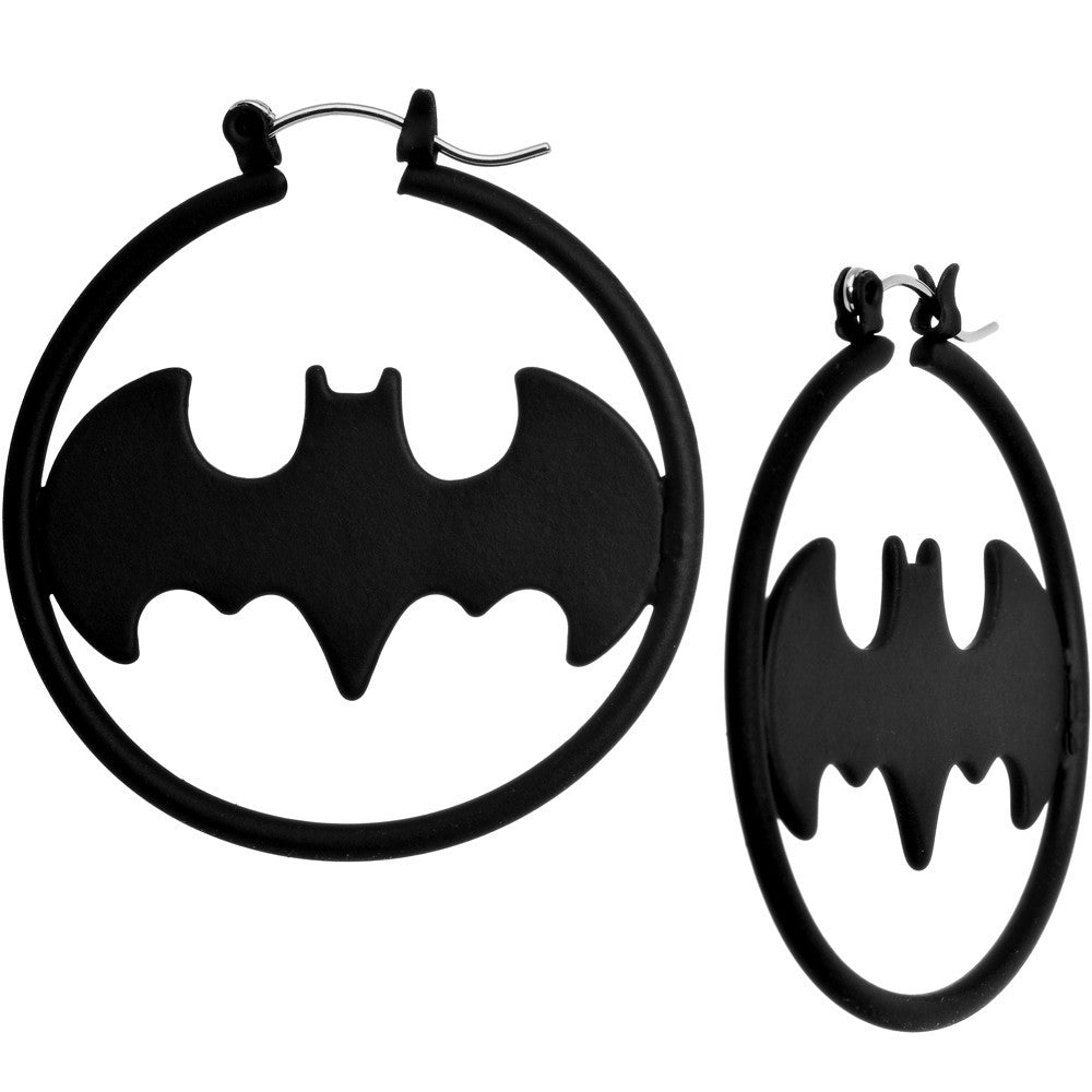 Black Matte Logo Batman Hoop Earrings – Nona and Papa Gifts
