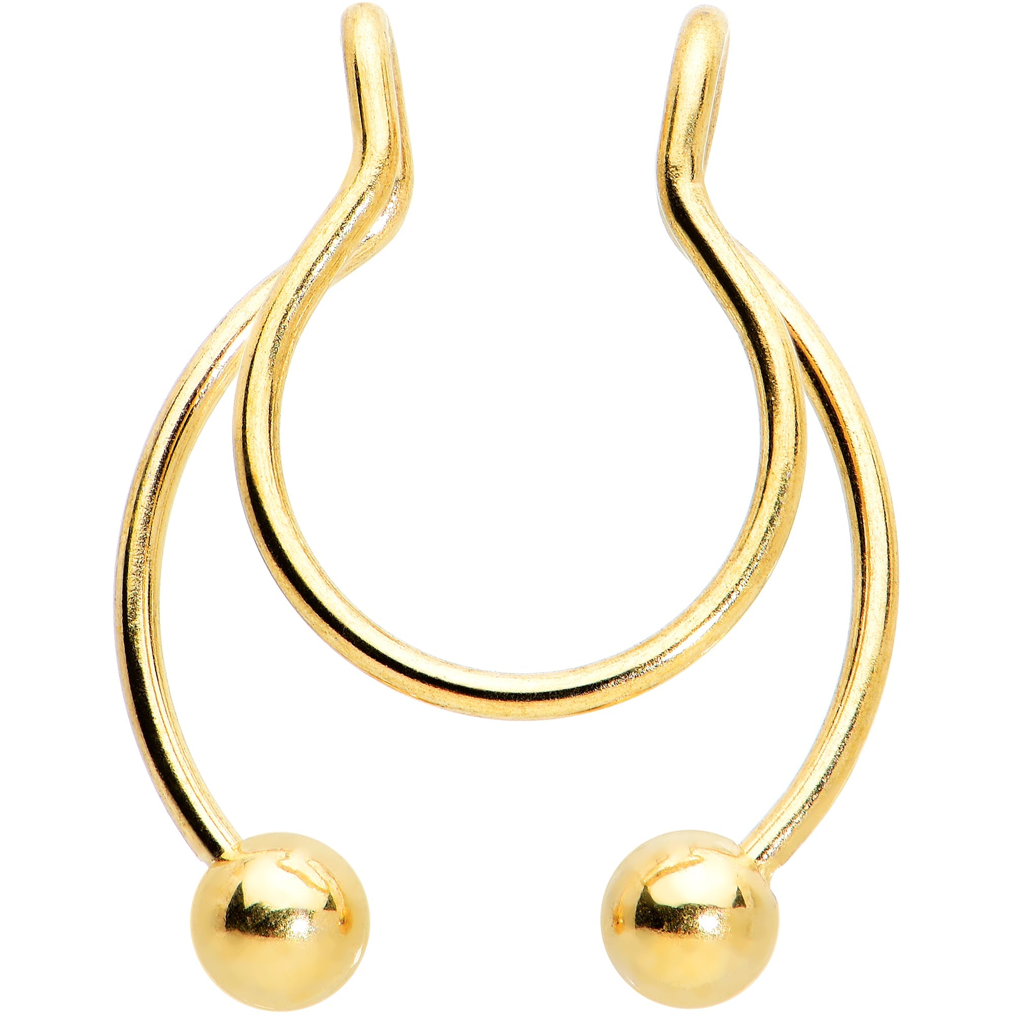 Gold Tone Horseshoe Ball Fake Septum Ring Nipple and Clip on Earring ...
