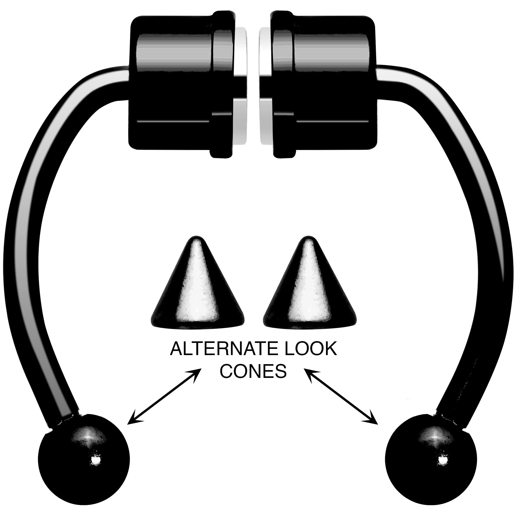 Black PVD Magnetic Septum Ring Horseshoe Non-Pierced Fake Nose Ring Se ...