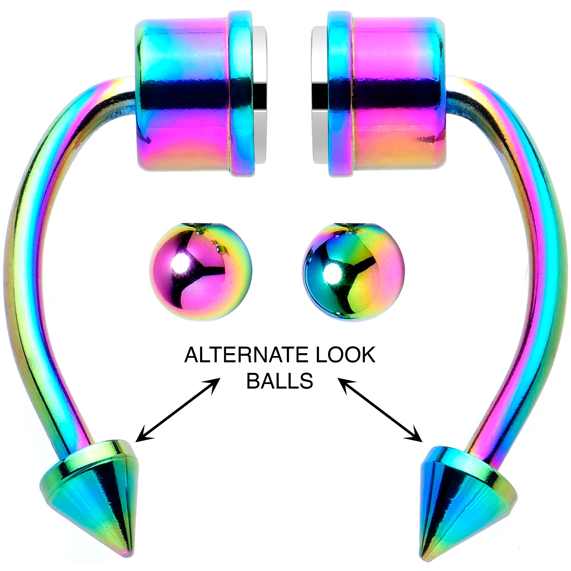 Rainbow PVD Magnetic Septum Ring Horseshoe Non-Pierced Fake Nose Ring ...
