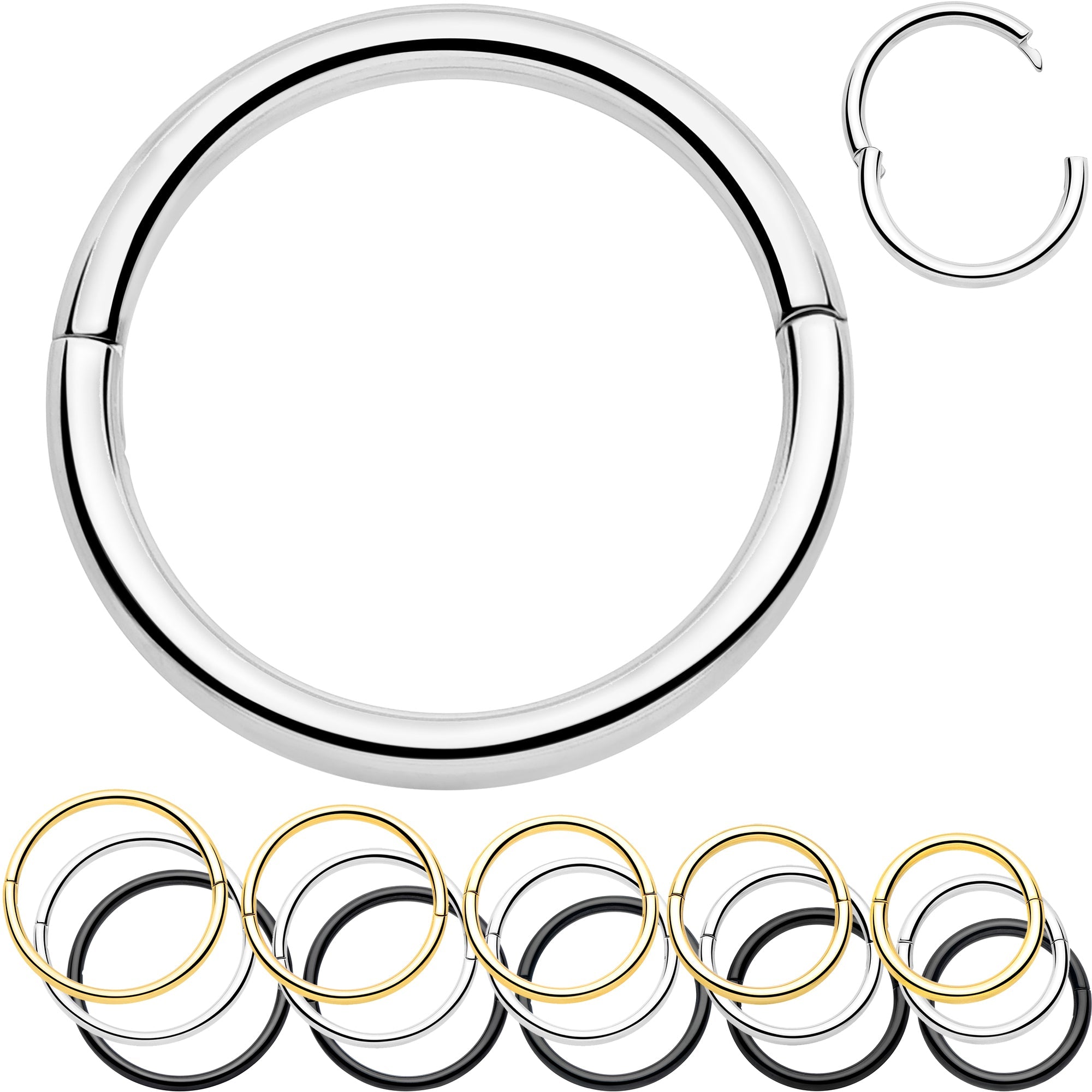 20G Implant Grade Titanium Half Closure Hinged Segment Ring – Nona and ...
