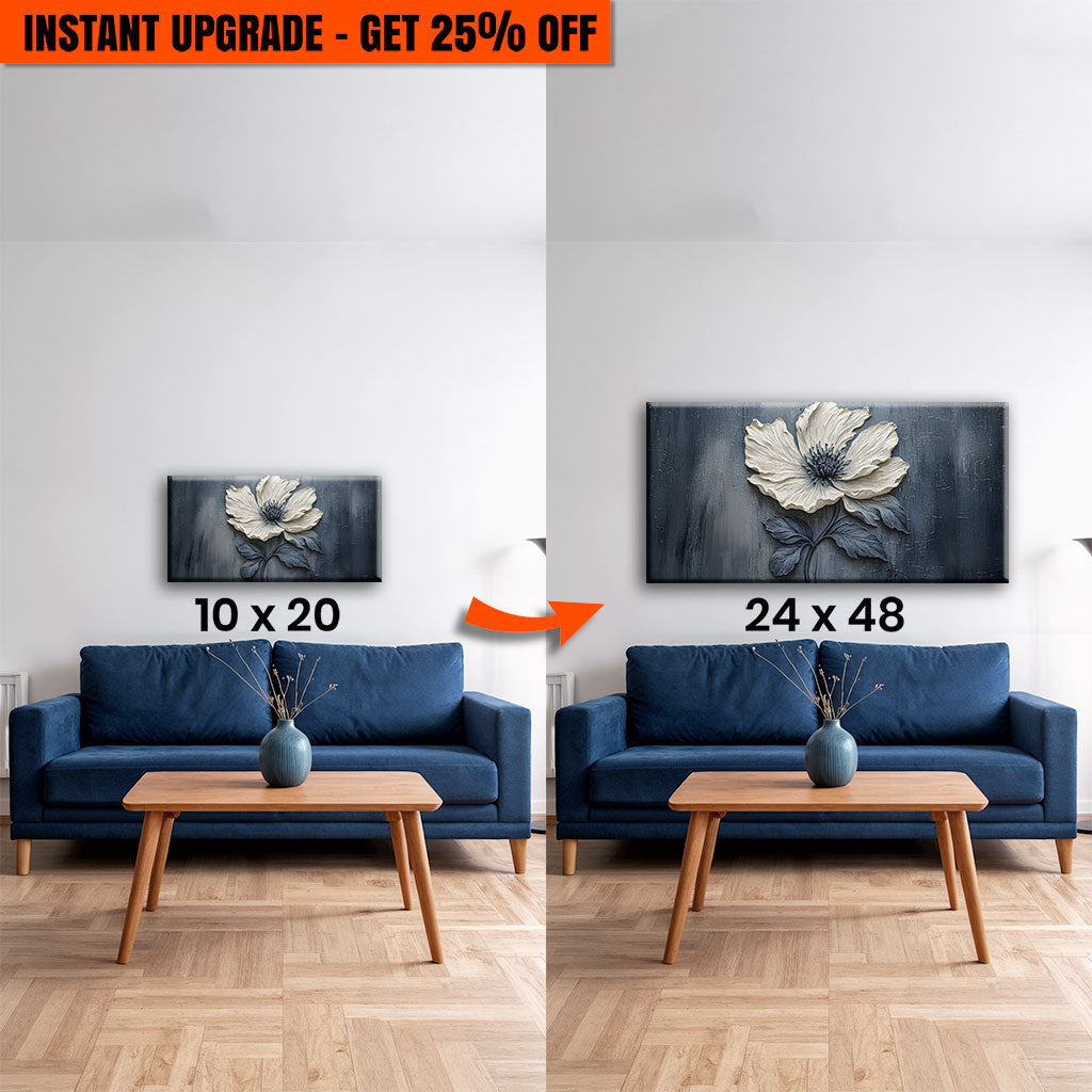Upgrade Your 20x10 Inches 'Floral Clay Relief Wall Art' Canvas To 48x2 ...