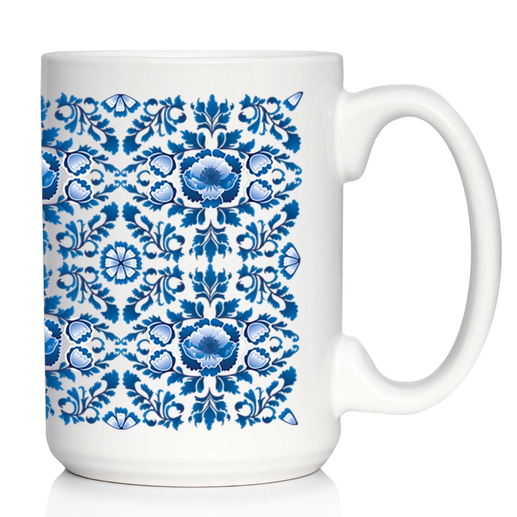 Delft Blue and White Coffee Mug Floral Dutch Pattern Gifts White Ceram ...