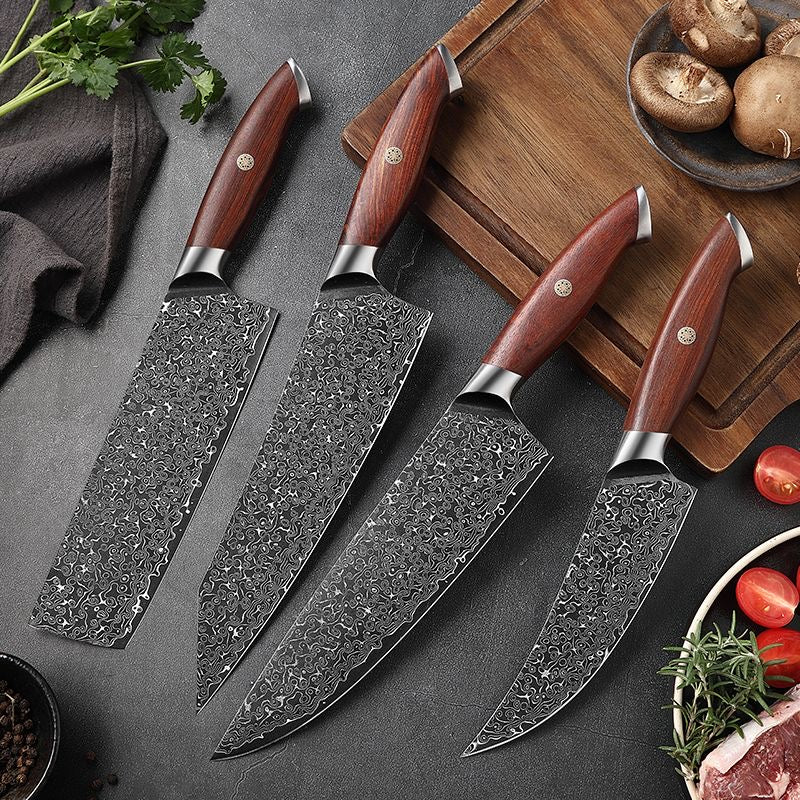 Custom Handmade Damascus Steel Kitchen Knife – 8” Blade with Rosewood ...