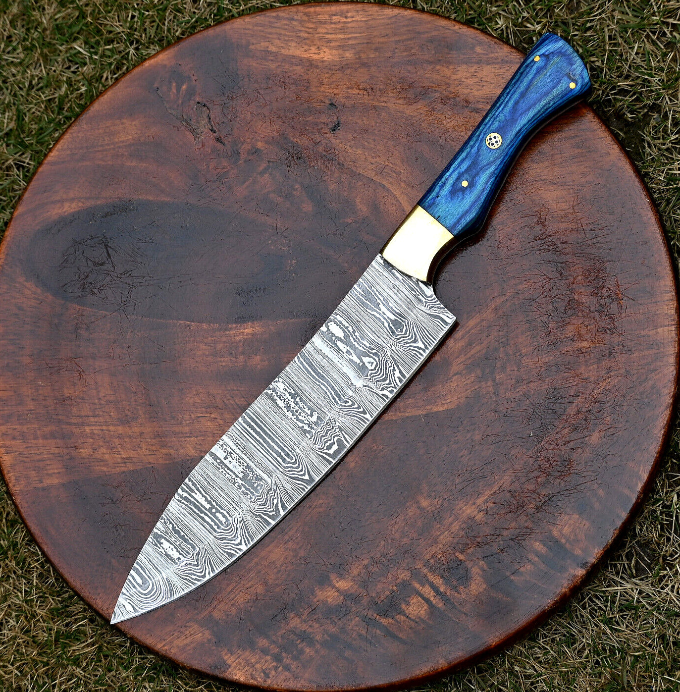 Custom Handmade Damascus Steel Chef Knife with 7" Blade and Pakkawood ...