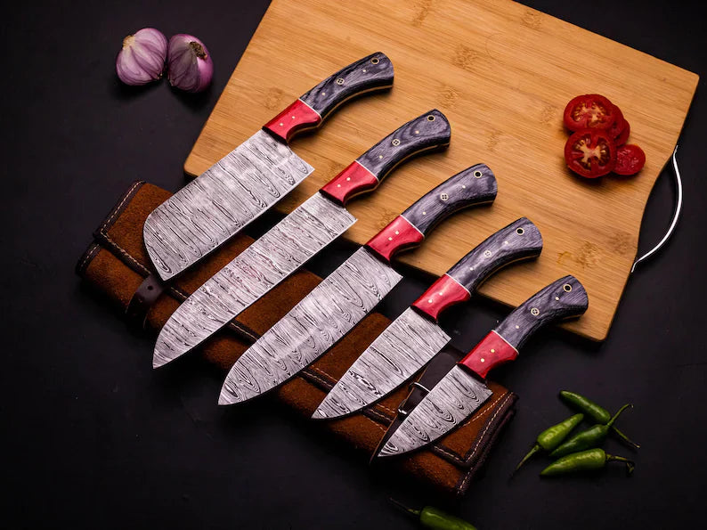 Custom Handmade Damascus Steel Kitchen Knife Set – 8-Inch Blade with P ...