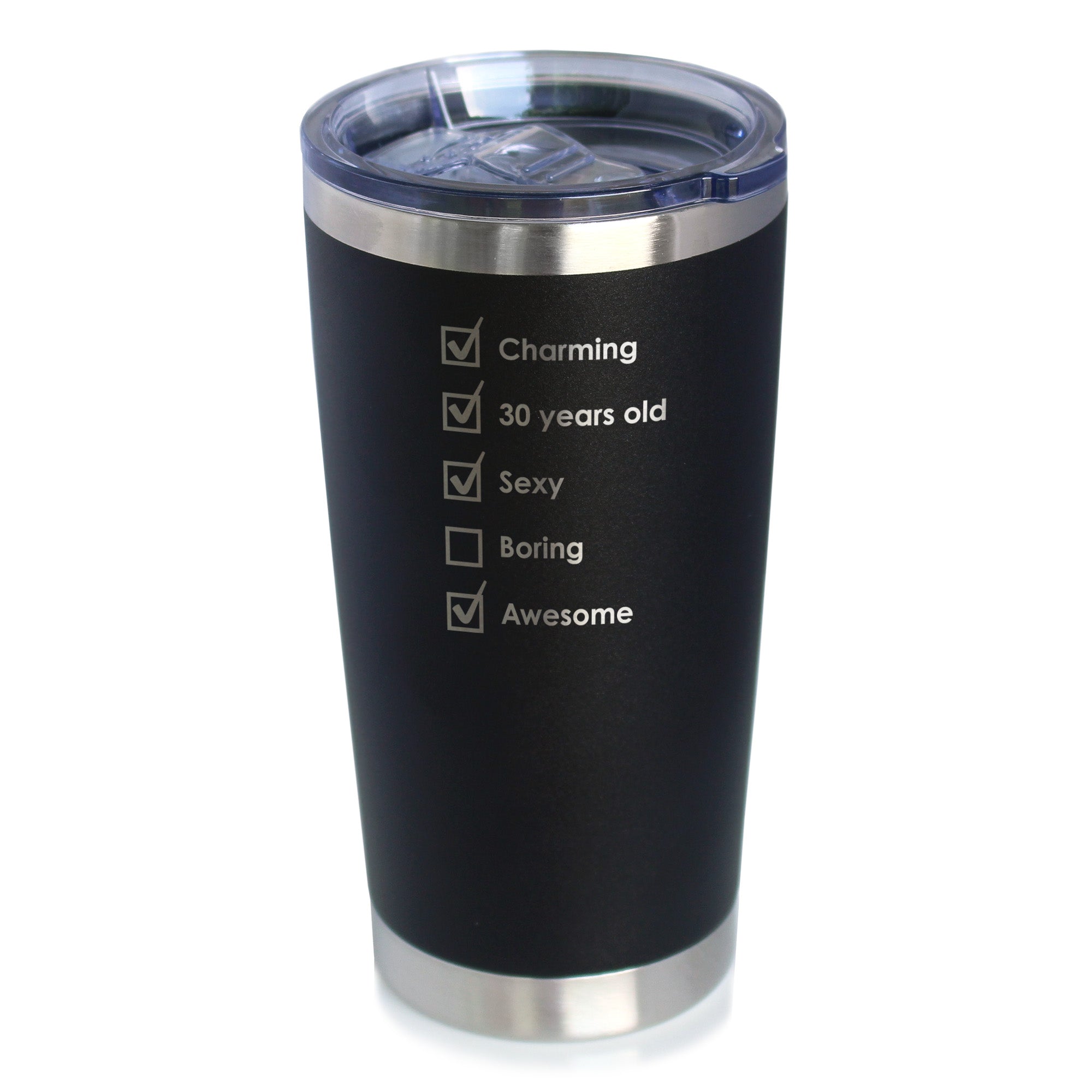 30th Birthday Checklist - Insulated Coffee Tumbler Cup with Sliding Li ...