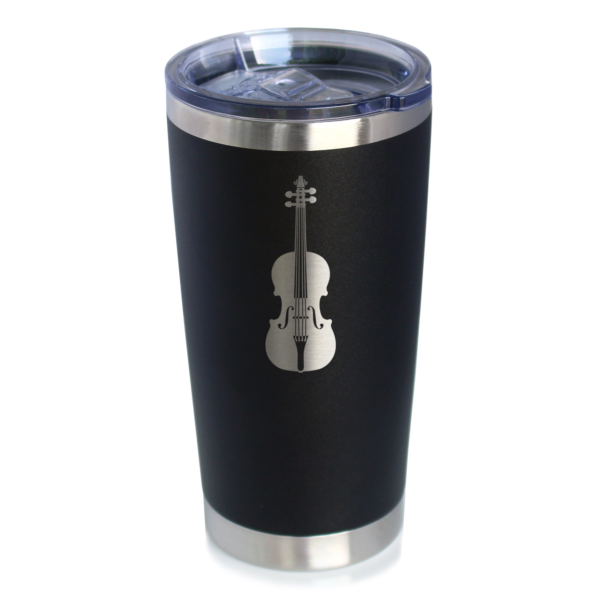 Violin - Insulated Coffee Tumbler Cup with Sliding Lid - Stainless Ste ...