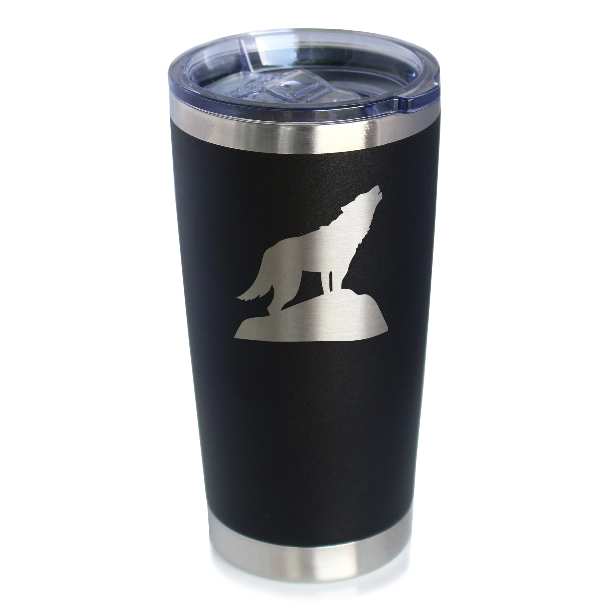 Wolf Silhouette - Insulated Coffee Tumbler Cup with Sliding Lid - Stai ...