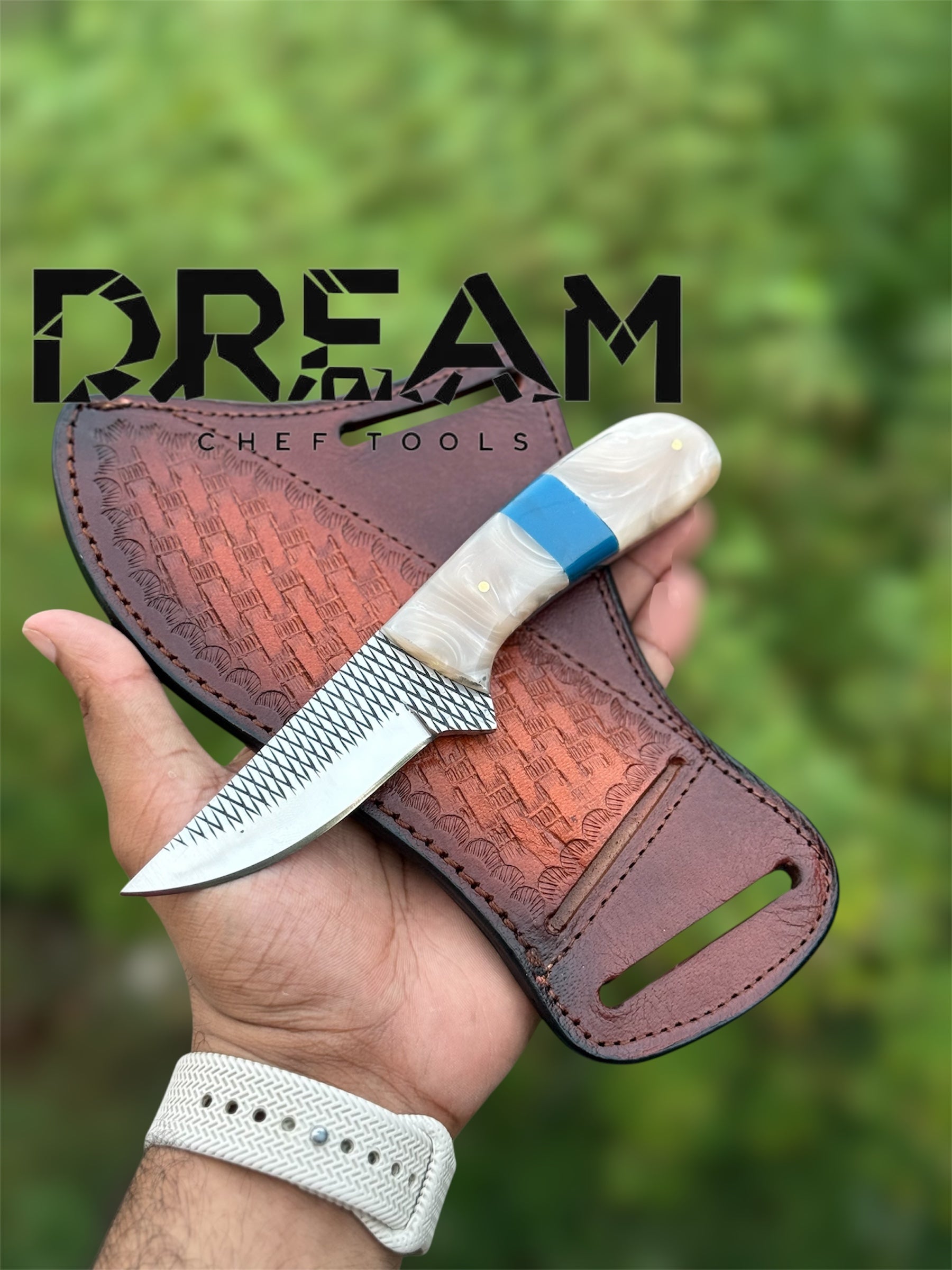 Handmade IWB Knife – 8" Rasp Tool Steel Blade, Resin Handle & Leather ...