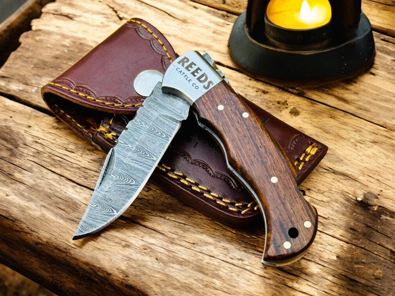 Everyday Carry Pocket Knife – 3" Damascus Blade – Nona and Papa Gifts
