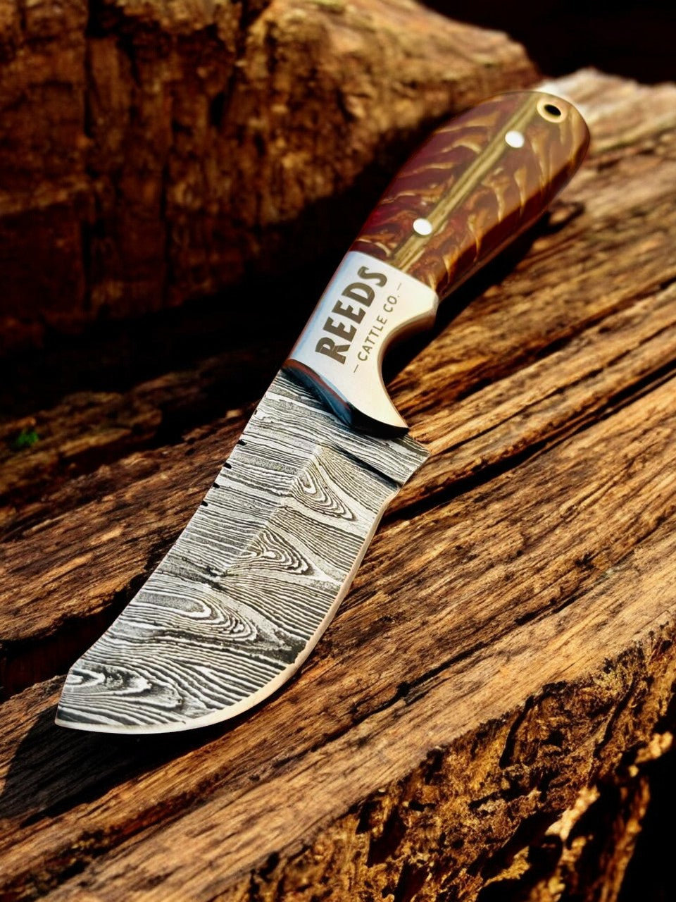 Cowboy Knife 3.25" Damascus Blade with Red Handle – Nona and Papa Gifts