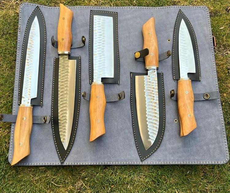D2 Steel Forged Blades Kitchen Knife Set - Hidden Tang Stainless Clip ...