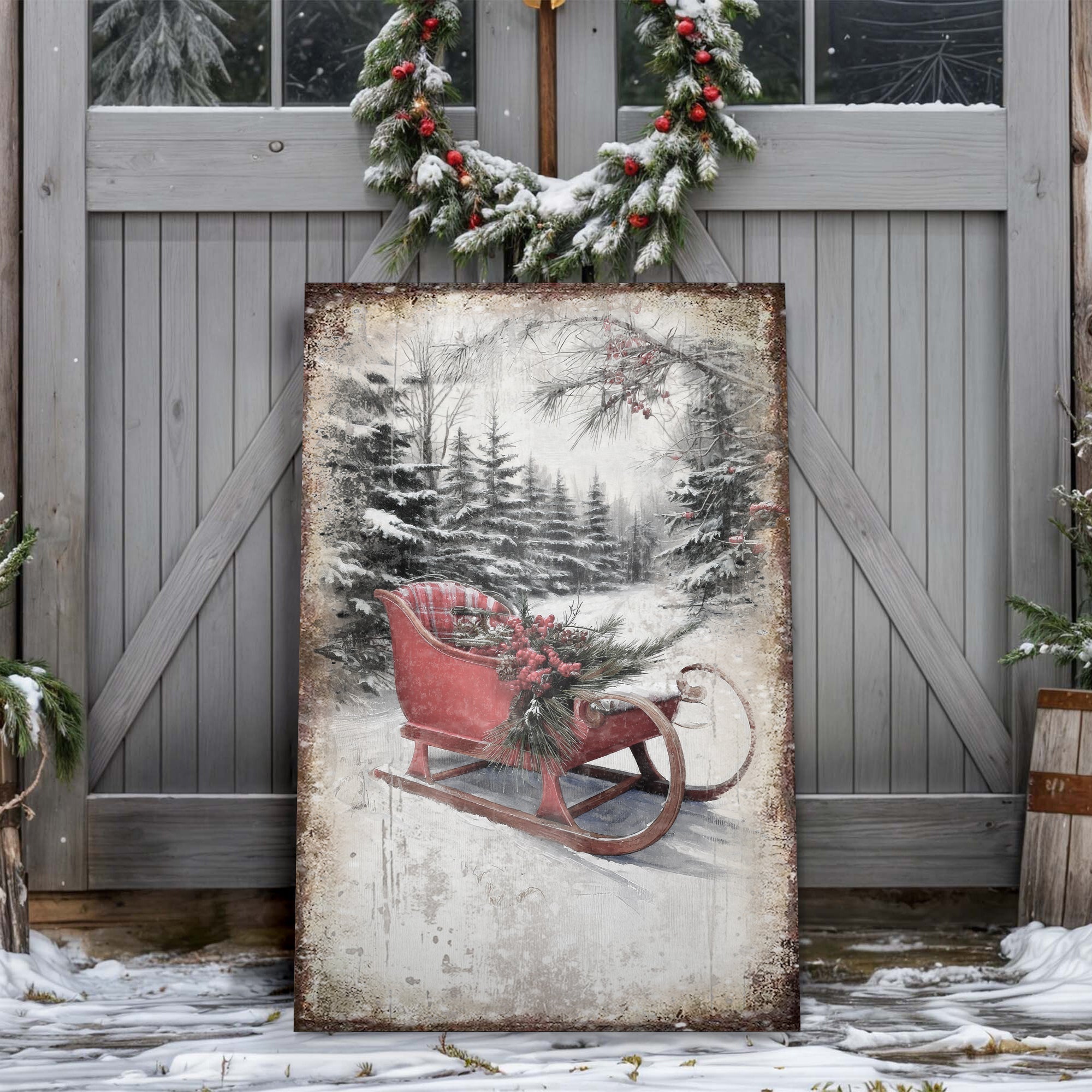 Vintage Christmas Sledge Wall Art – Nona and Papa Gifts