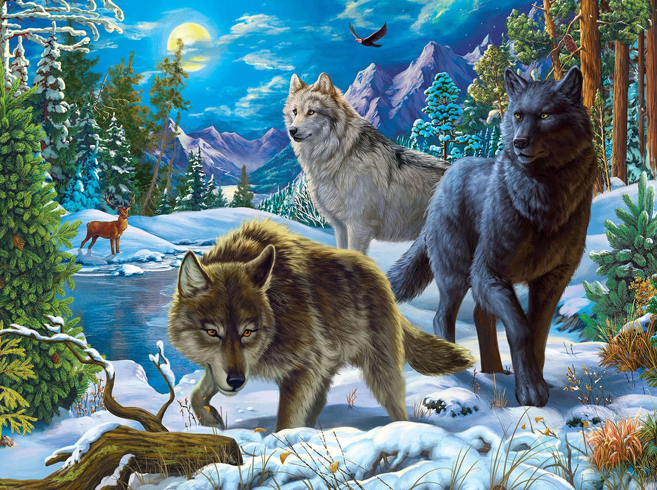 Wolves on a Snowy Night 1000 piece puzzle – Nona and Papa Gifts